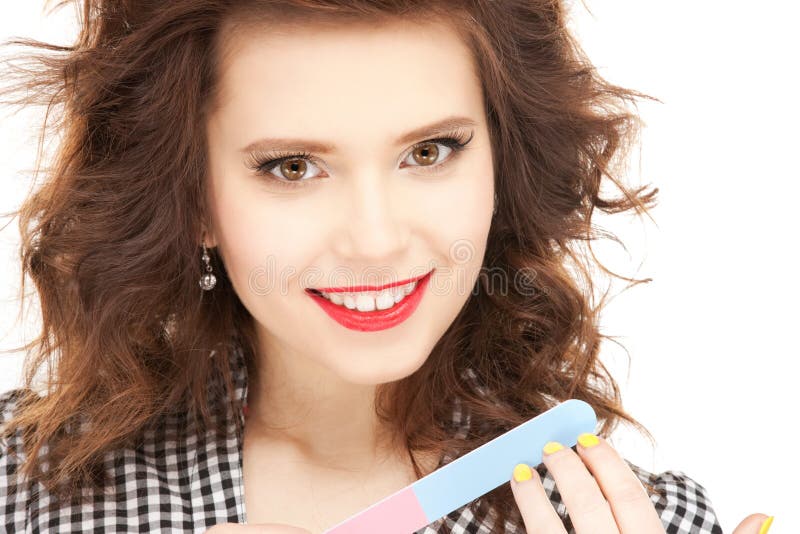 Beautiful Woman Polishing Her Nails Stock Photo - Image of closeup ...