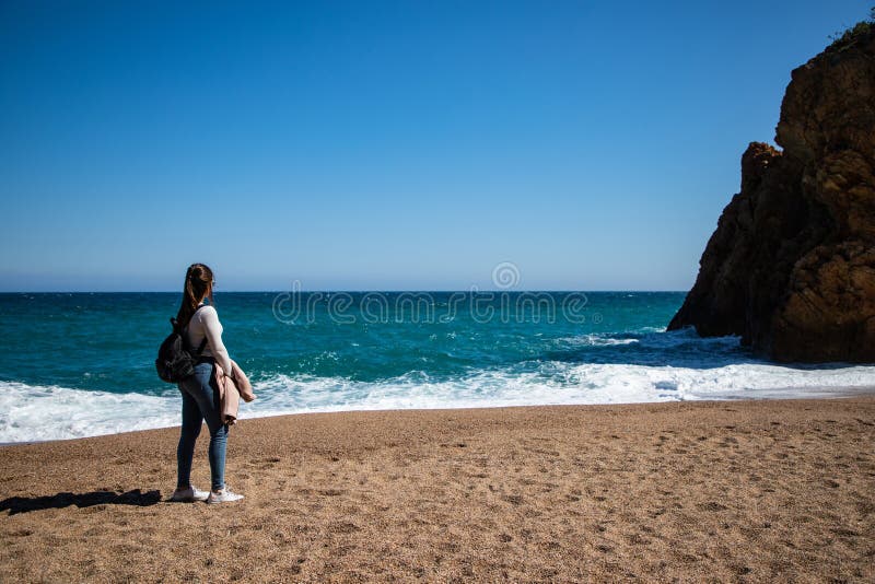 Beautiful Woman Portrait on the Beach Stock Image - Image of simple ...