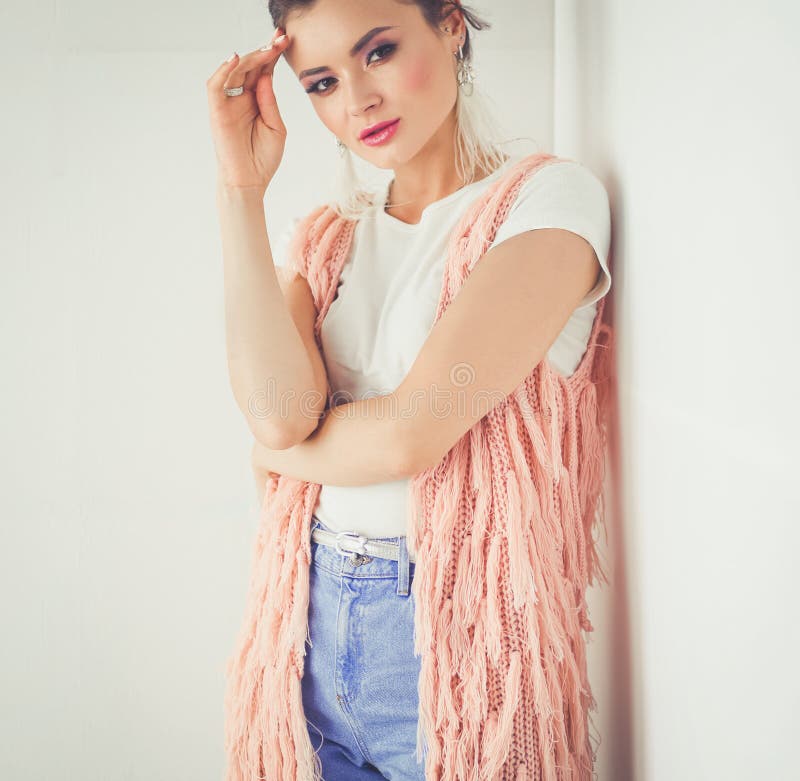 Beautiful Woman Portrait. on White Background Stock Photo - Image of ...