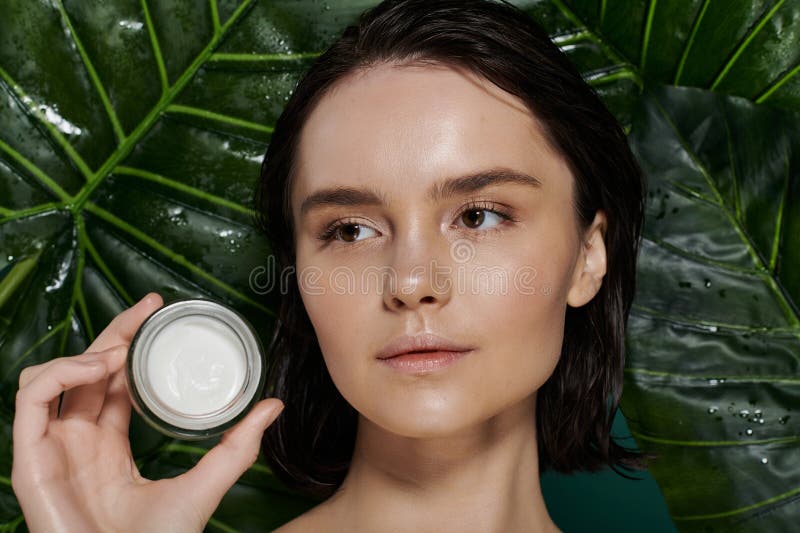 A Beautiful Woman Poses Against A Stock Image Image Of Tropical