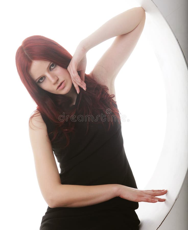 Beautiful Woman Posing in Circle Stock Image - Image of black, model ...