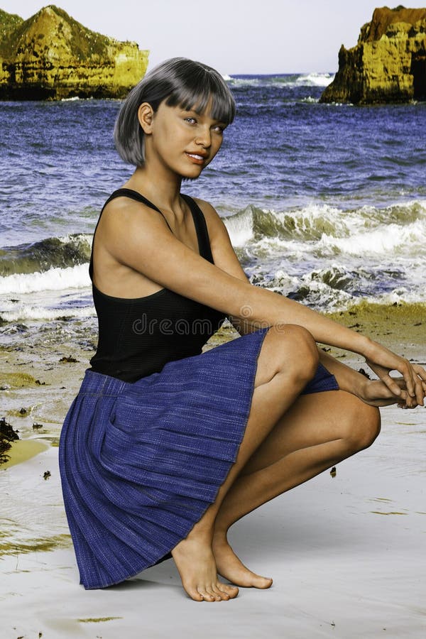 Beautiful Woman Posing. Person in the Image is Computer Generated by 3D ...