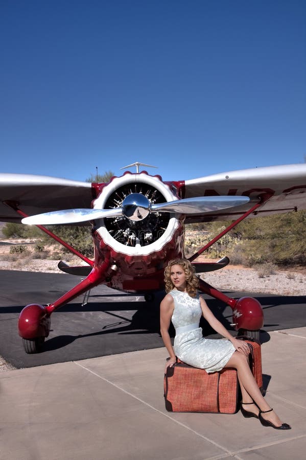 Beautiful Woman with Private Plane Stock Image - Image of bored, single ...