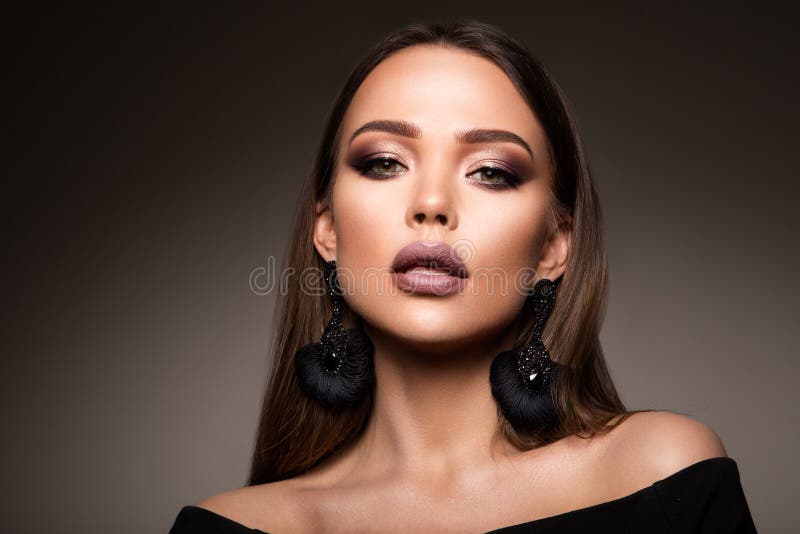 Beautiful Woman with Professional Make Up Stock Photo - Image of beauty ...