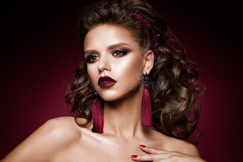 Beautiful Woman with Professional Make Up Stock Image - Image of ...