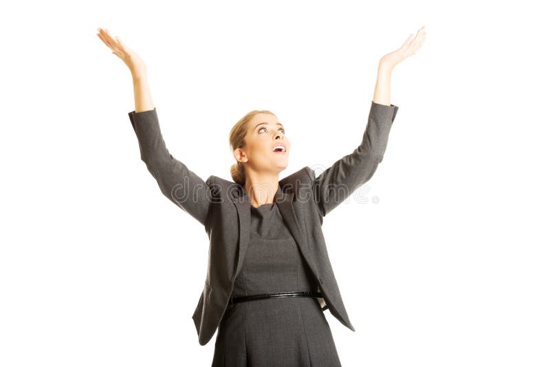 Beautiful Woman Raising Arms High Stock Image - Image of body, arms ...