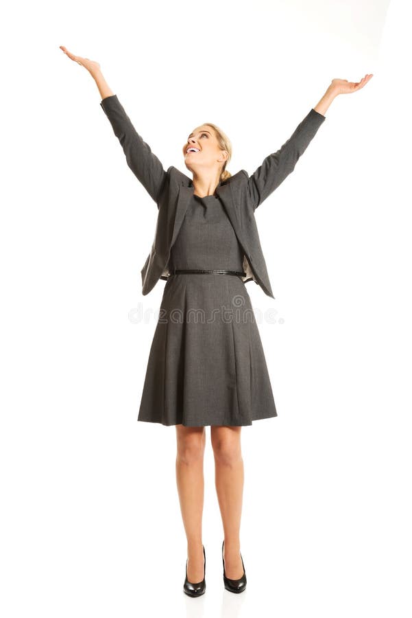 Beautiful Woman Raising Arms High Stock Photo - Image of happiness ...