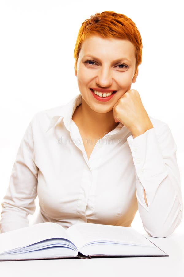 Beautiful Woman Reading Book Stock Photo - Image of learn, isolated ...