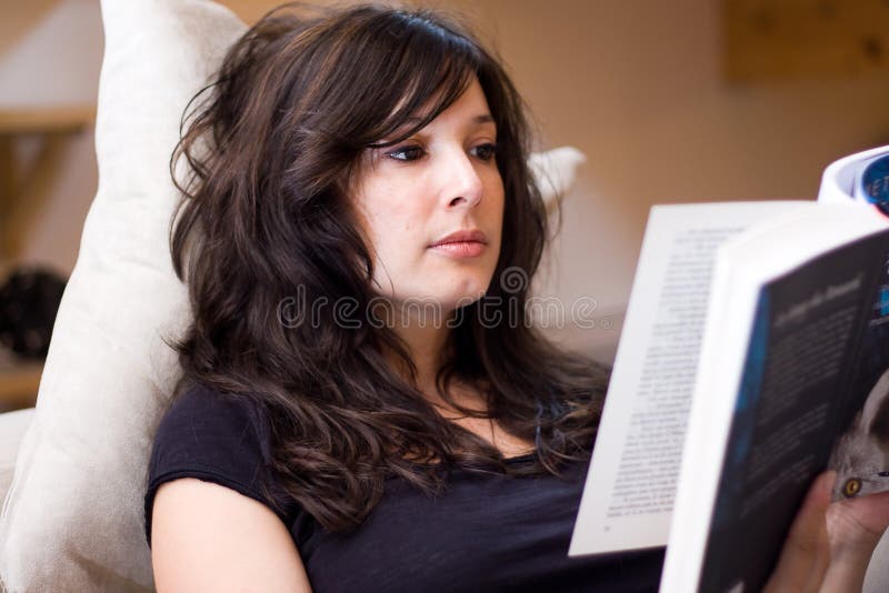 Beautiful Woman Reading a Book Stock Photo - Image of lovely, page ...