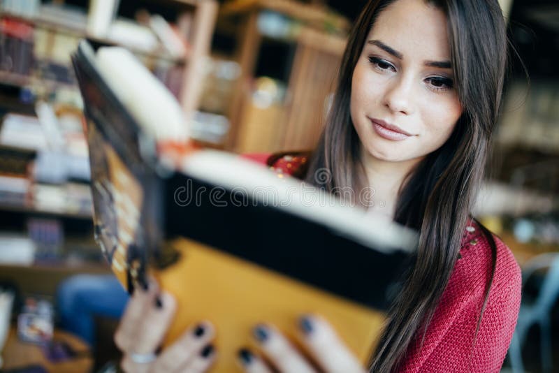 Beautiful Woman Reading Book Stock Image - Image of portrait, casual ...