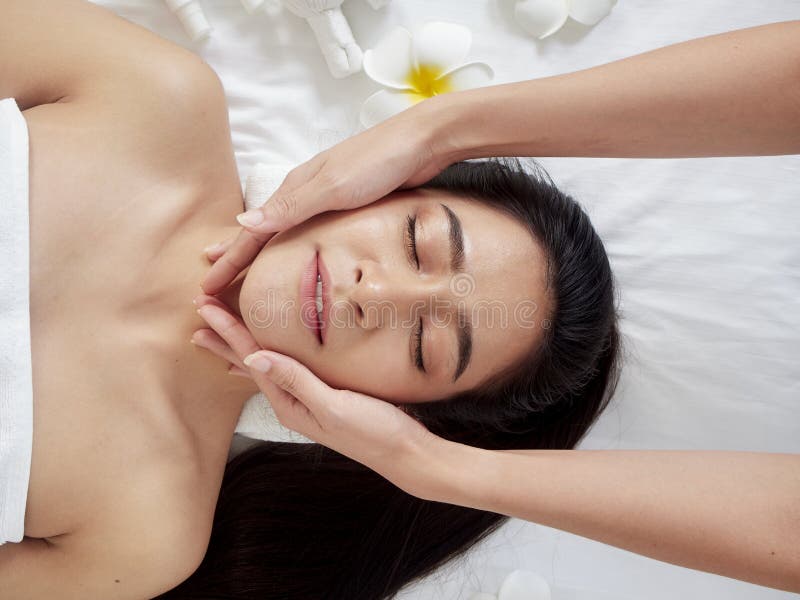 Beautiful Woman Receiving Facial Massage In Spa Stock Image Image Of