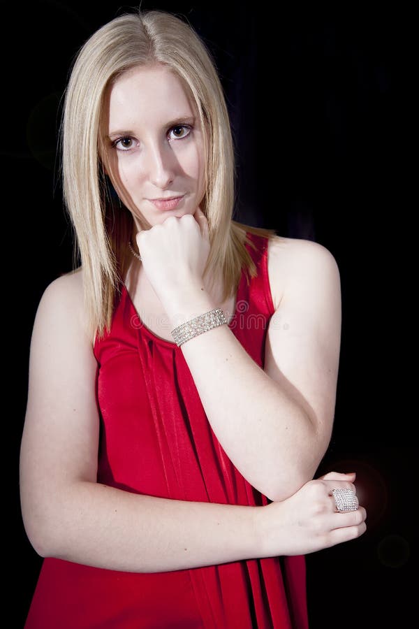 Beautiful Woman in Red stock image. Image of female, black - 27685921