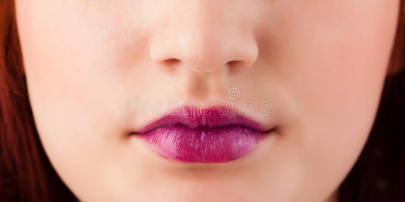 Woman with Red Lips Close Up Smoking French Inhale Stock Image - Image ...