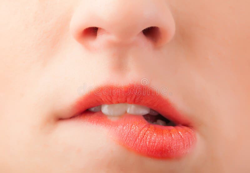 Woman with Red Lips Close Up Smoking French Inhale Stock Image - Image ...