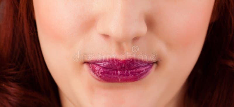 Woman with Red Lips Close Up Smoking French Inhale Stock Image - Image ...