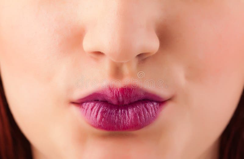 Woman with Red Lips Close Up Smoking French Inhale Stock Image - Image ...