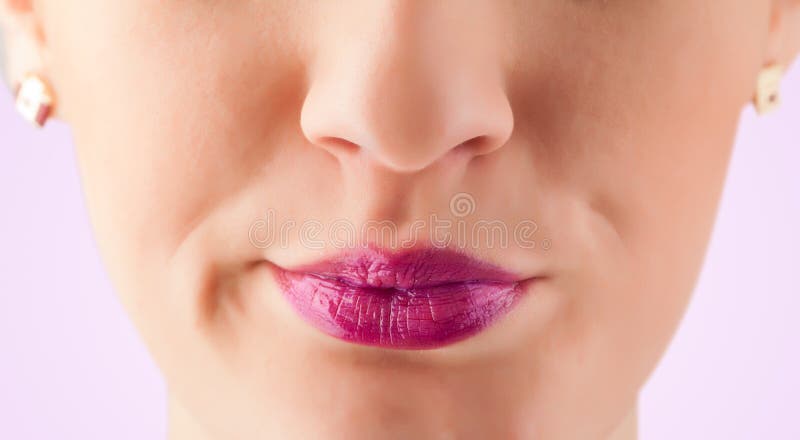 Woman with Red Lips Close Up Smoking French Inhale Stock Image - Image ...