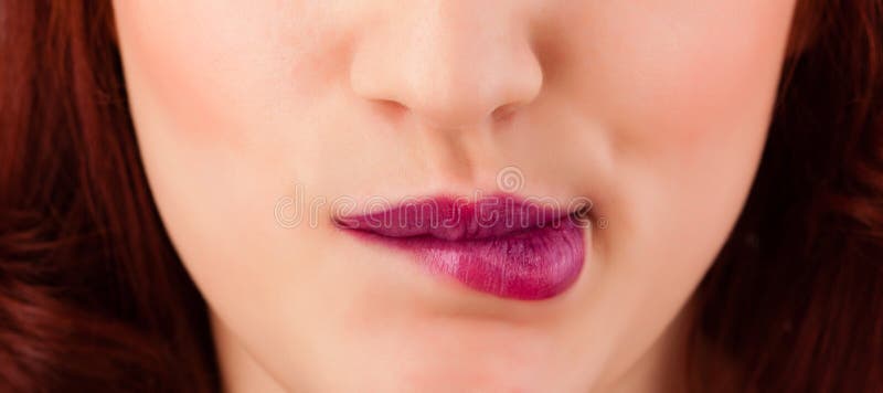 Woman with Red Lips Close Up Smoking French Inhale Stock Image - Image ...