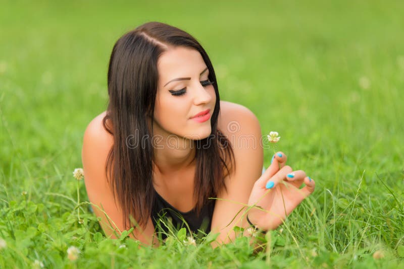Beautiful Woman in the Nature Stock Image - Image of outdoor, closeup ...