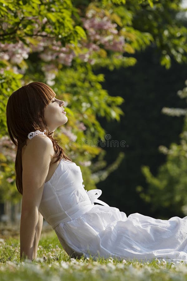 Beautiful Woman Relaxing in Park Stock Image - Image of lifestyle ...