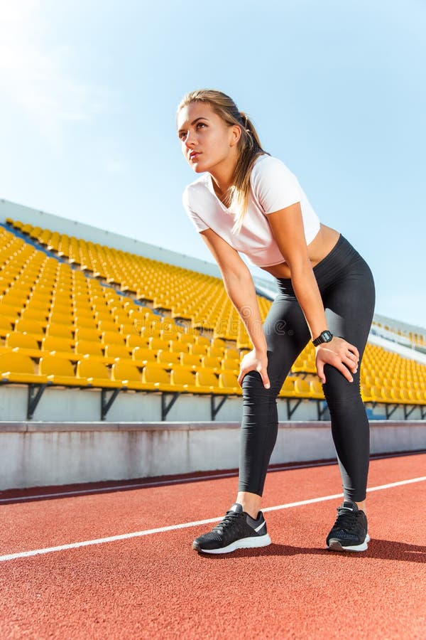 Beautiful Woman Resting after Run Stock Image - Image of athletics ...