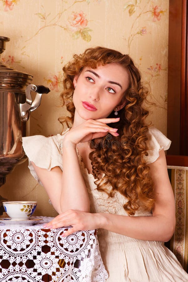 Beautiful Woman in Retro Style Stock Photo - Image of passion, people ...