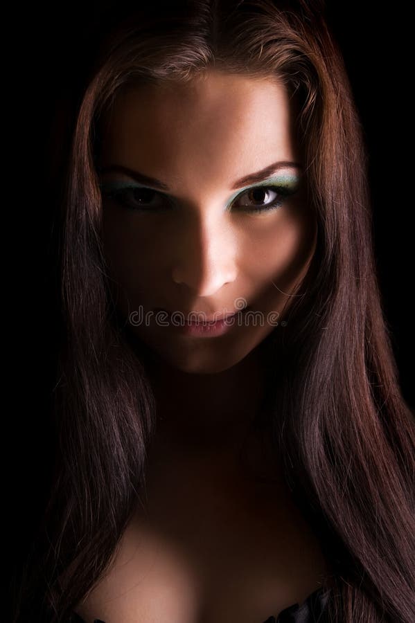 Beautiful Woman S Dramatic Light Portrait Stock Photo - Image of light ...