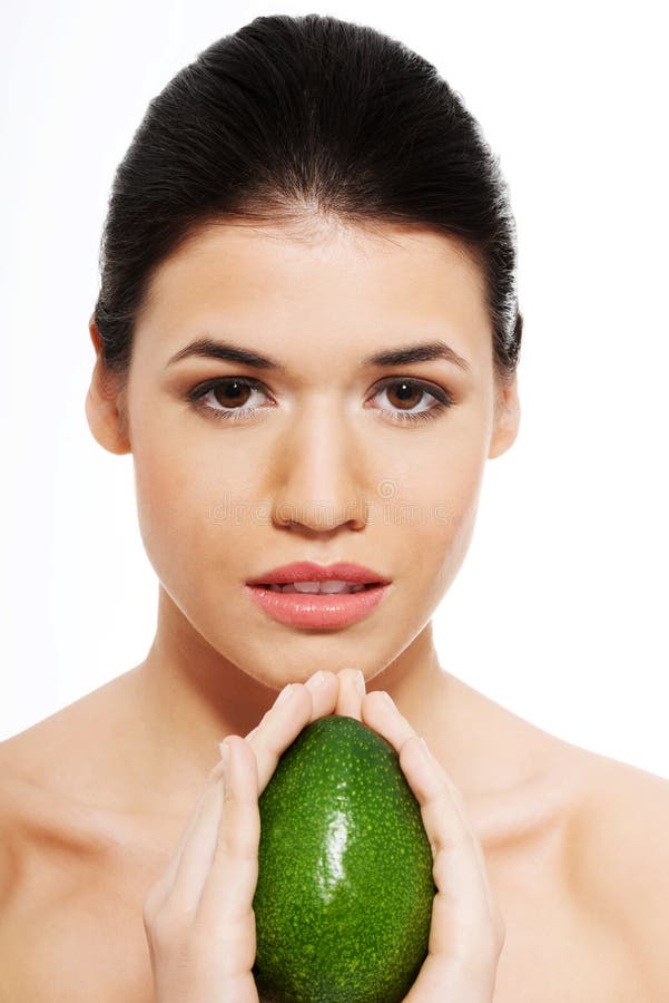 Beautiful Woman S Face with Avocado. Stock Image - Image of cosmetics ...