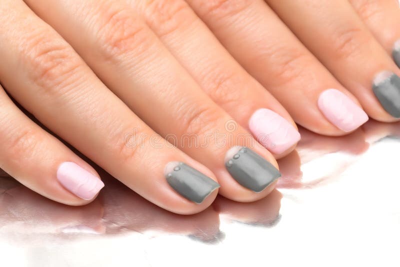 Beautiful Woman`s Nails with Nice Stylish Manicure Stock Image - Image ...