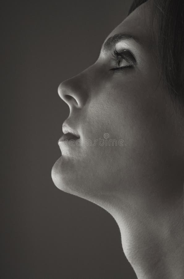 Beautiful woman s profile stock photo. Image of black - 19972560