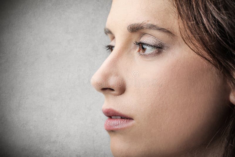 Left Face Profile of Young Woman Stock Image - Image of profile ...
