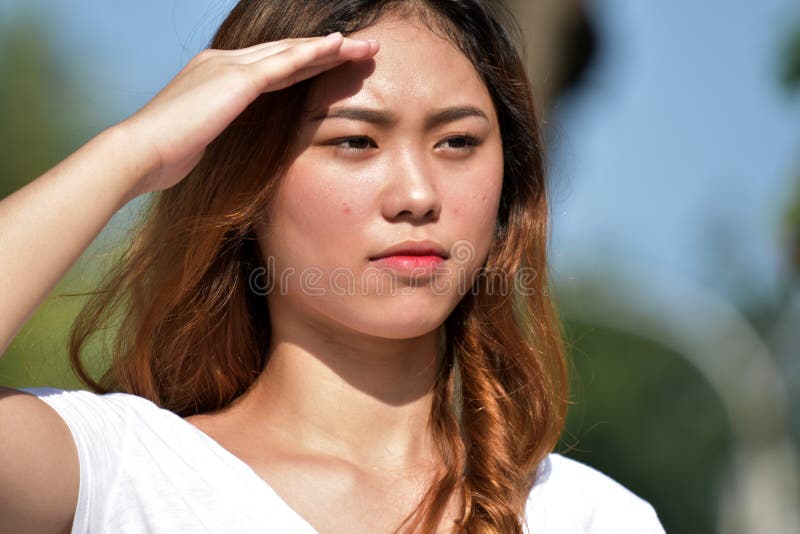 Beautiful Woman Saluting stock image. Image of salute - 133534071