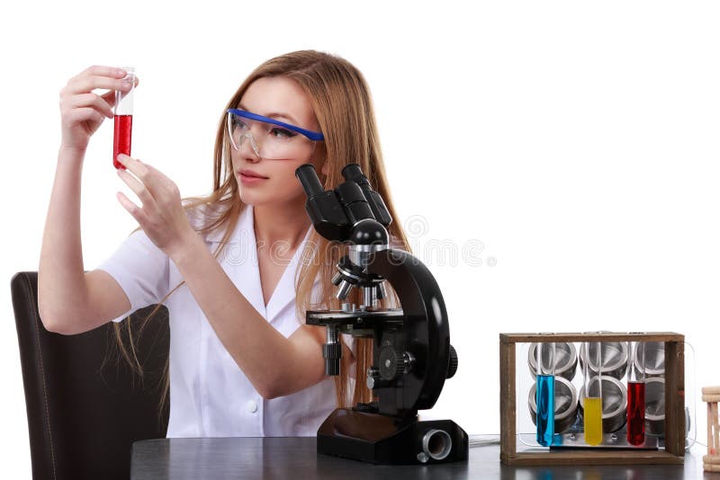 Beautiful Woman Scientist in the Lab Perform Various Operations Stock ...