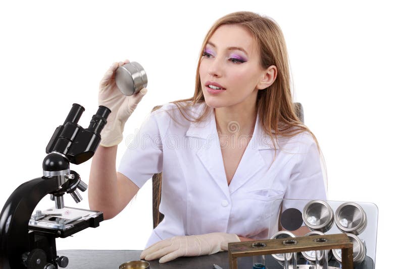 Beautiful Woman Scientist in the Lab Perform Various Operations Stock ...