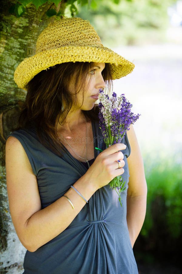 Beautiful Woman in the Shade of a Tree Stock Image - Image of lady ...