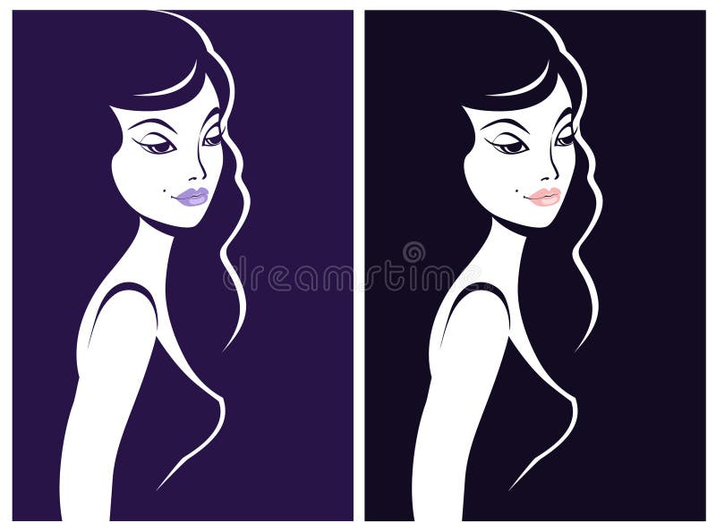 Beautiful Woman Shadow Portrait Stock Vector - Illustration of ...