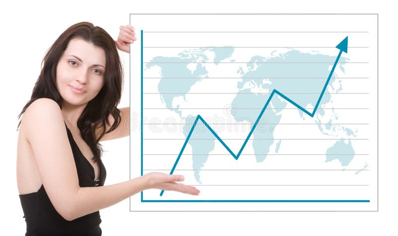 Beautiful Woman Show on the Graph Stock Image - Image of money, plan ...