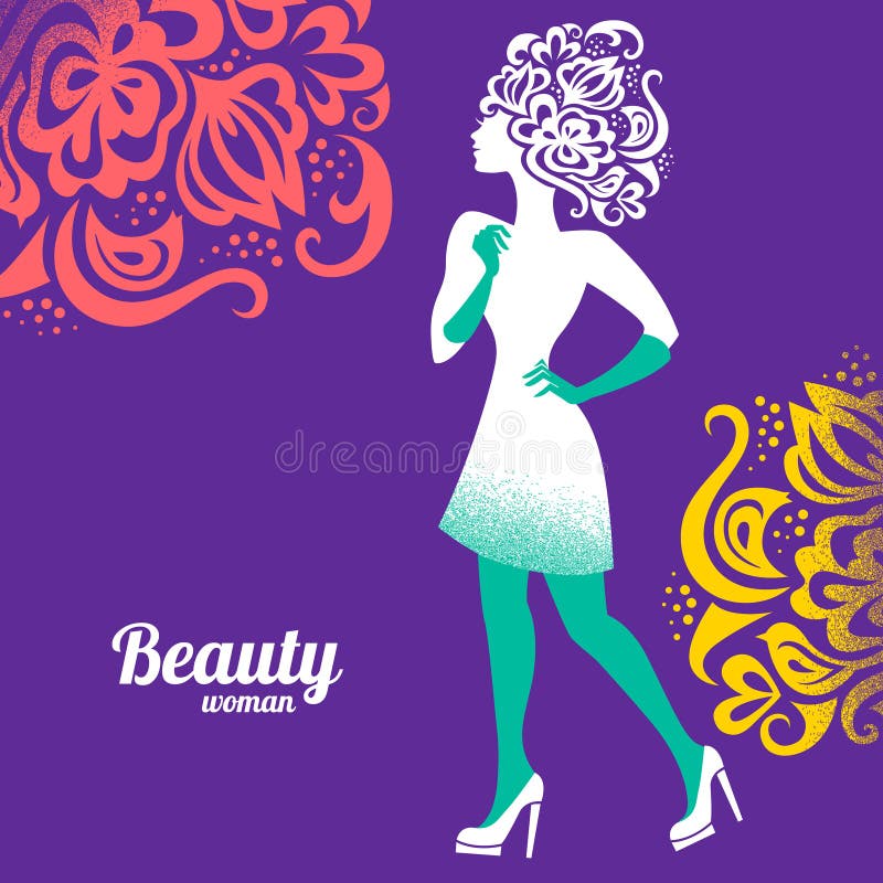 Beautiful Woman Silhouette with Flowers Stock Illustration ... Beautiful Woman Silhouette with Flowers Stock Illustration ...