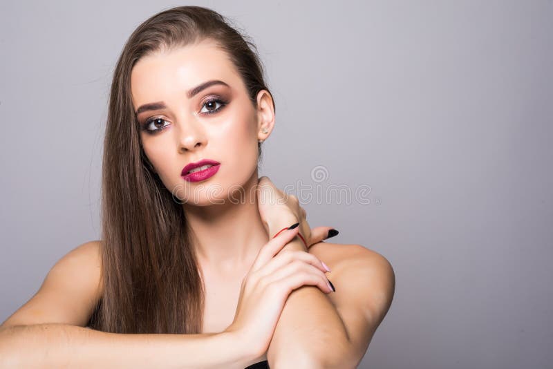 Beautiful Woman Skin Tanned Red Lips Healthy Beauty Skin Smile Spa