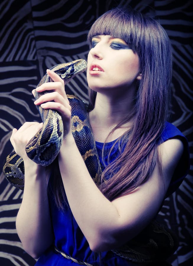 Woman with a snake stock image. Image of glamour, female - 26068275