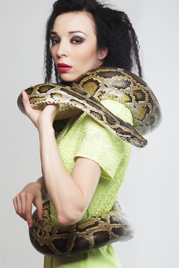 Woman with a snake stock image. Image of glamour, female - 26068275