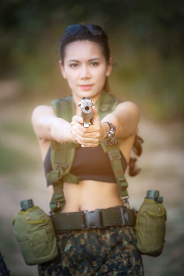 Beautiful woman soldier stock image. Image of conflict - 83642123