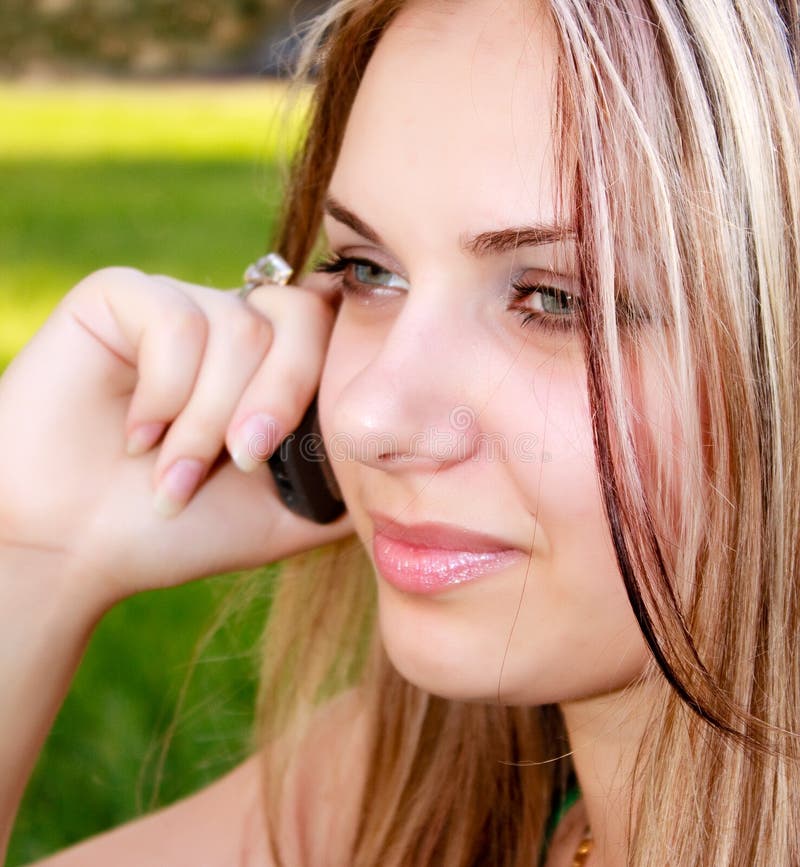 Beautiful Woman Speaking with Mobile Phone Stock Photo - Image of lady ...