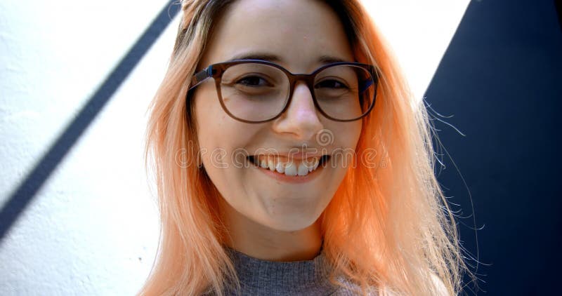 Woman with Spectacles Smiling 4k Stock Footage - Video of female ...