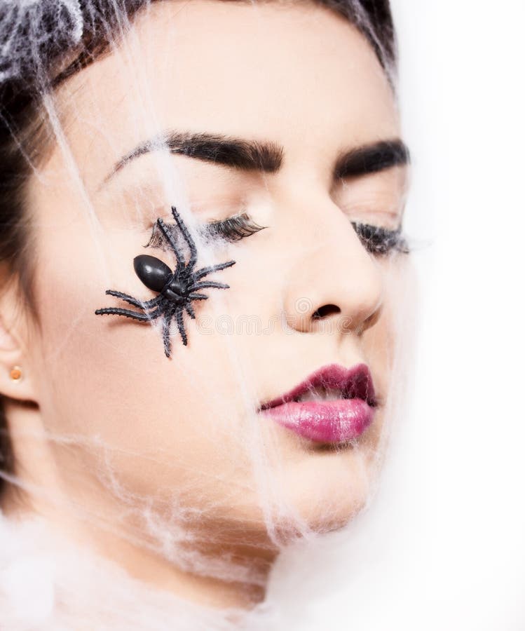Beautiful Woman in Spider Web Stock Image - Image of pose, strings ...