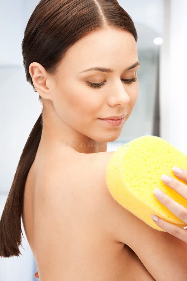 Beautiful Woman with Sponge Stock Photo - Image of living, beautiful ...