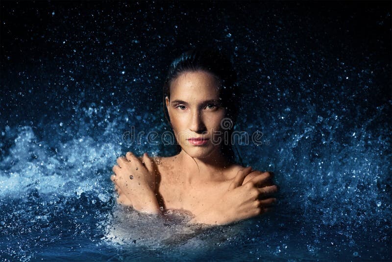 Beautiful Woman in a Spray of Water Stock Image - Image of attractive ...