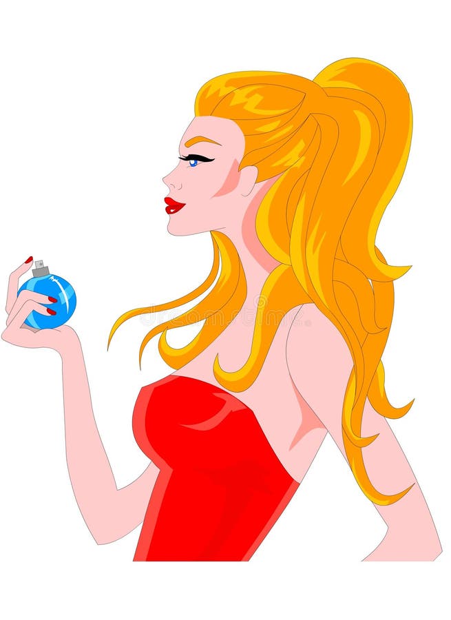 Beautiful Woman Spraying Perfume Stock Vector - Illustration of ...