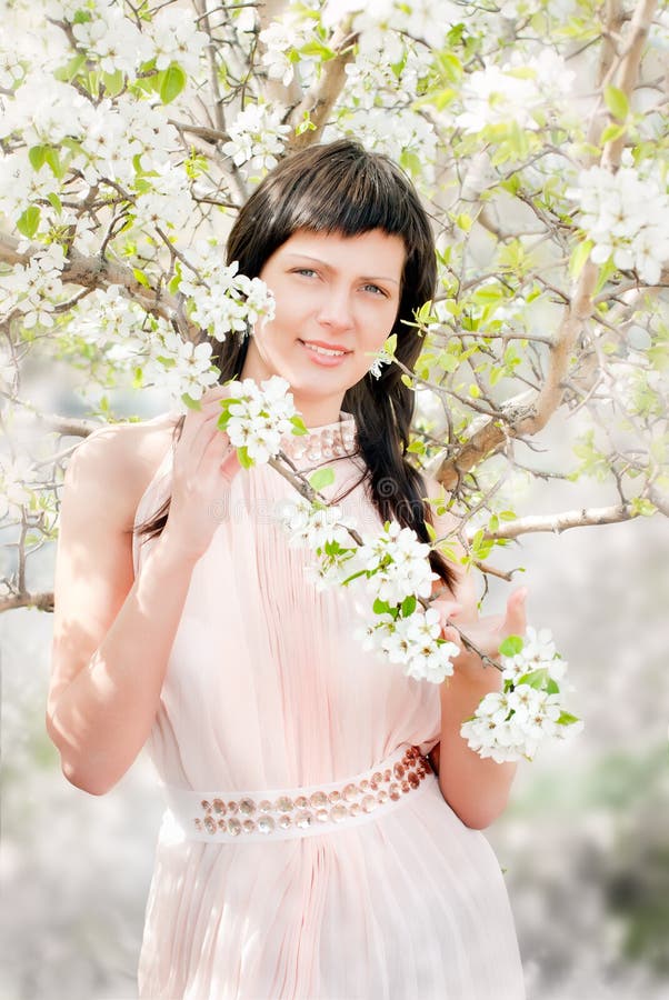 Beautiful woman in spring stock photo. Image of natural - 24906910