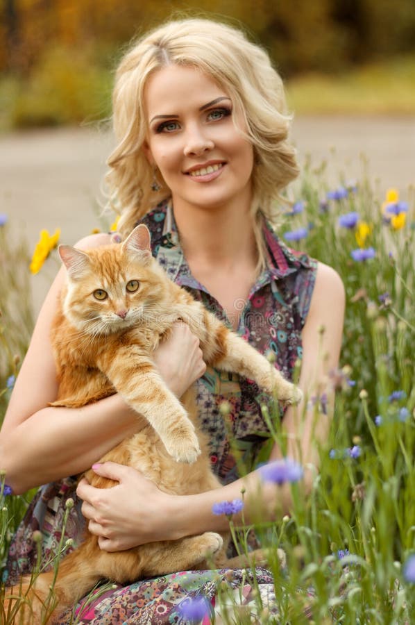 Beautiful Woman in Spring Garden Stock Image - Image of natural, dress ...